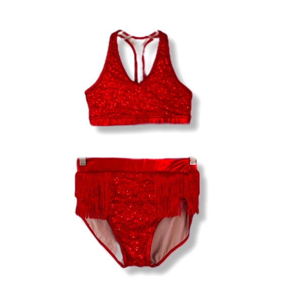 Weissman | Costumes | Weissman Balera Girls Ml Red Sequin Fringe Two ...